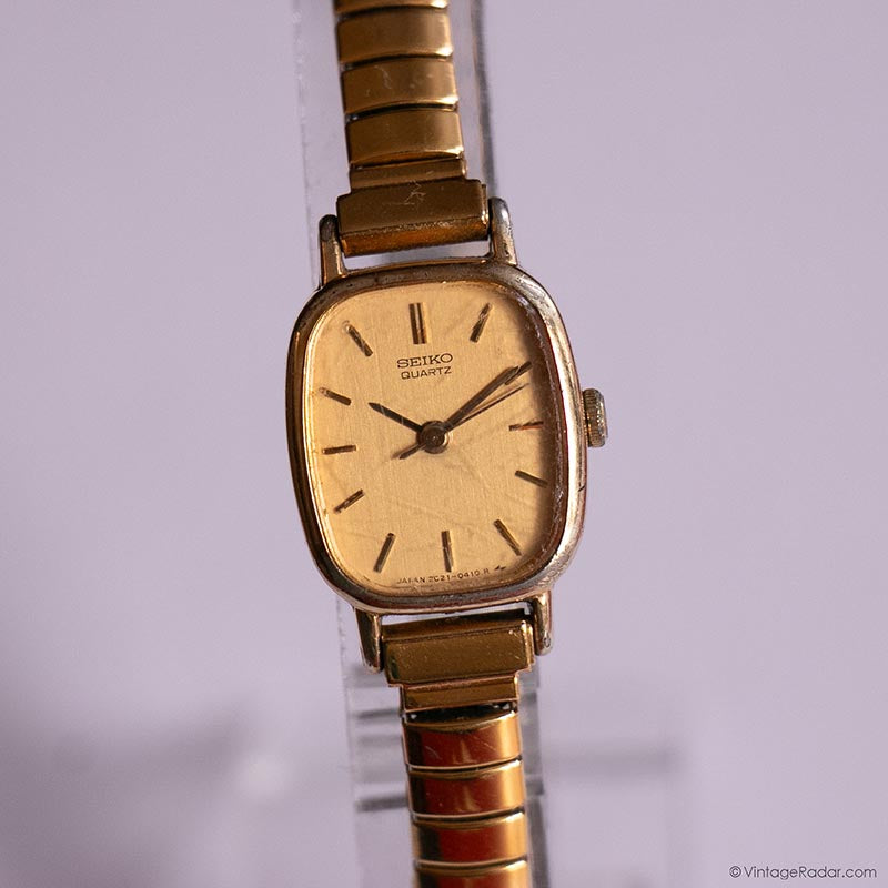 Tiny Vintage Seiko Tank Watch for Women | Gold-tone Japan Quartz Watch – Vintage Radar