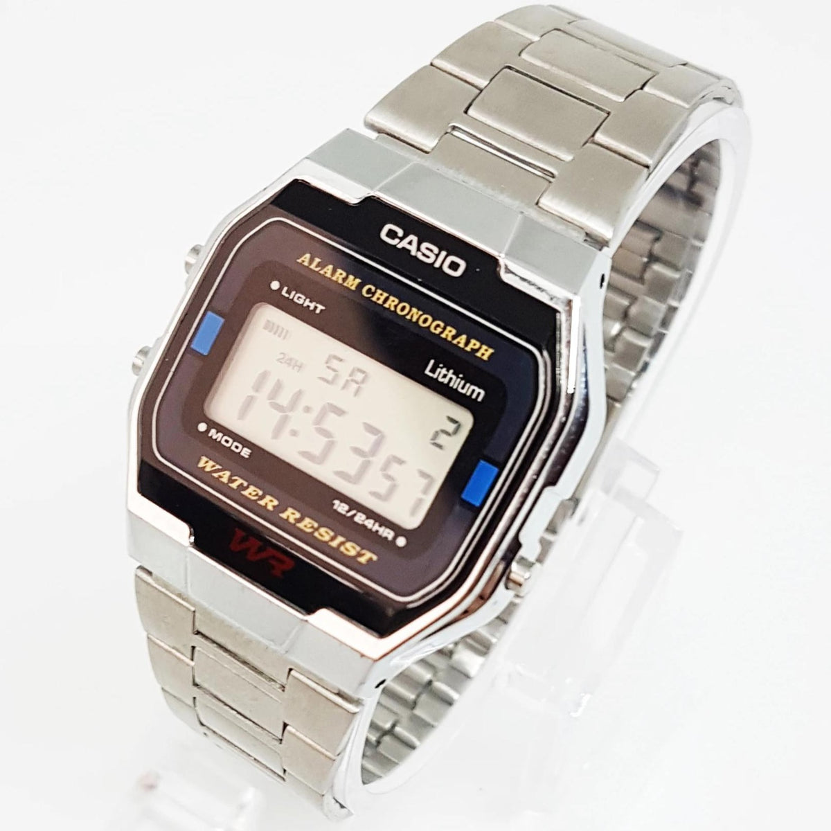 Classic Silver-tone Casio Watch | Square-Dial Alarm Chronograph Casio – Vintage Radar