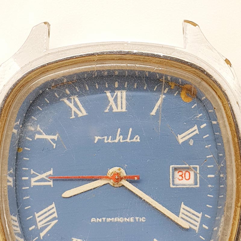 Blue Dial Ruhla German Mechanical Watch for Parts & Repair – Vintage Radar