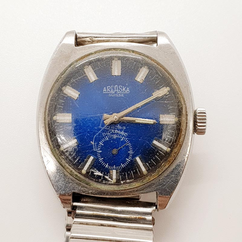 1970s Arlaska Suisse Blue Dial 17 Rubis Watch for Parts & Repair ...