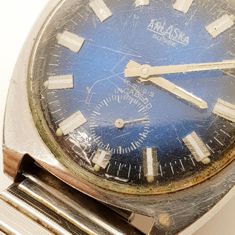 1970s Arlaska Suisse Blue Dial 17 Rubis Watch for Parts & Repair ...