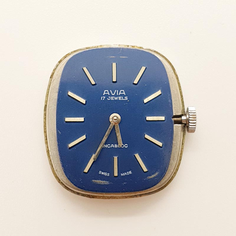 Blue Dial Avia 17 Jewels Swiss Made Mechanical Watch for Parts ...