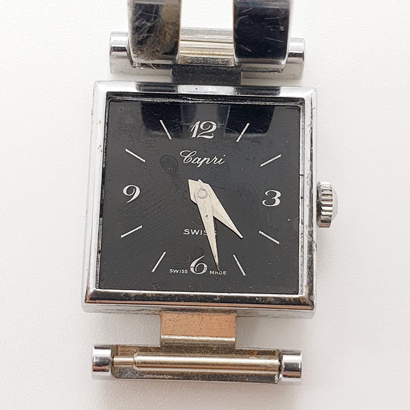Luxury Black Dial Capri Swiss-Made Square Watch for Parts & Repair ...