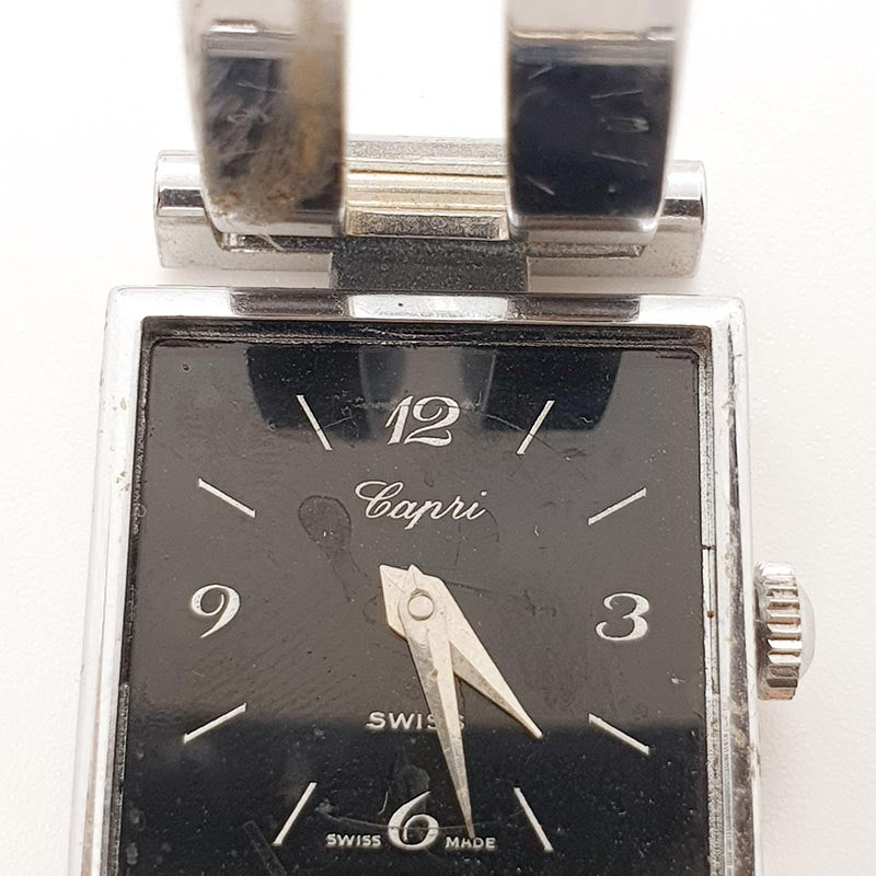 Luxury Black Dial Capri Swiss-Made Square Watch for Parts & Repair ...