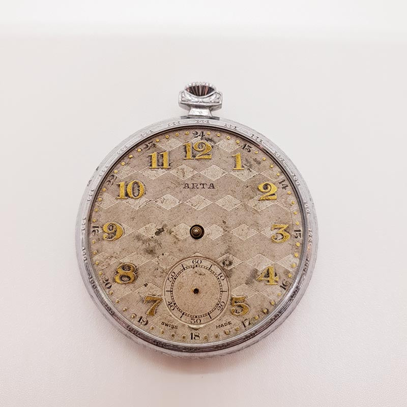 Arta Swiss Made Decorated Pocket Watch for Parts & Repair- NOT WORKING ...