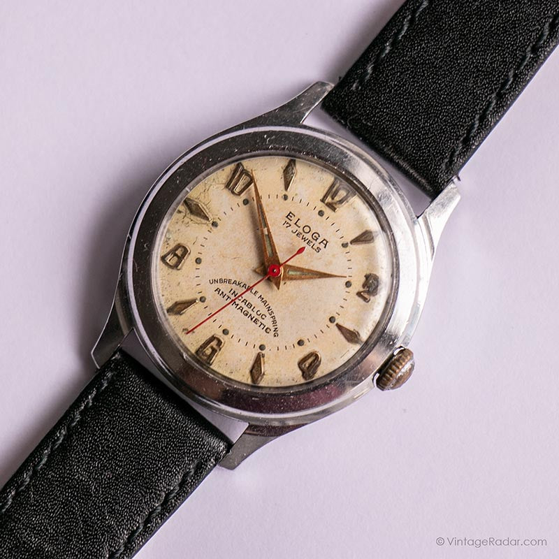 Vintage Eloga Mechanical Watch For Men | 17 Jewels Incabloc Mens Watch ...
