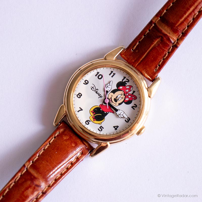 Gold-tone Minnie Mouse Disney Watch for Ladies | Vintage Disney Watch ...