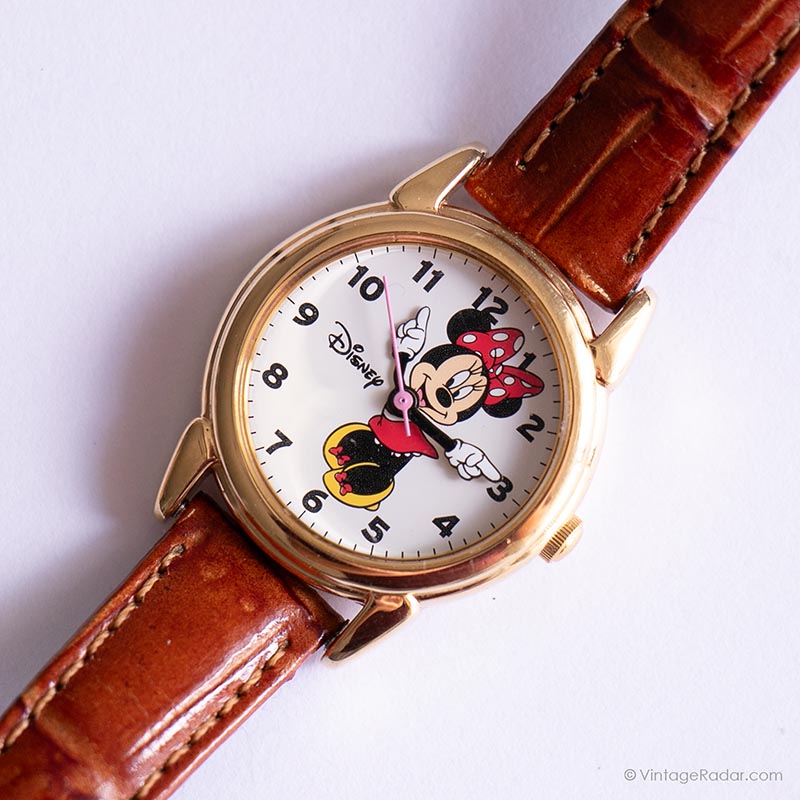 Gold-tone Minnie Mouse Disney Watch for Ladies | Vintage Disney Watch ...