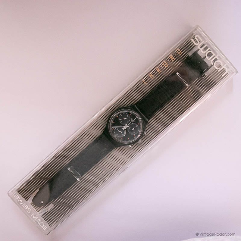 1991 Swatch SCB106 WALL STREET Watch | Black Swatch Chrono with Box ...