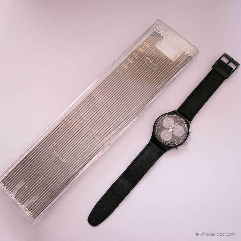 1991 Swatch SCB106 WALL STREET Watch | Black Swatch Chrono with Box ...