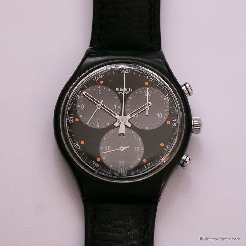 1991 Swatch SCB106 WALL STREET Watch | Black Swatch Chrono with Box ...