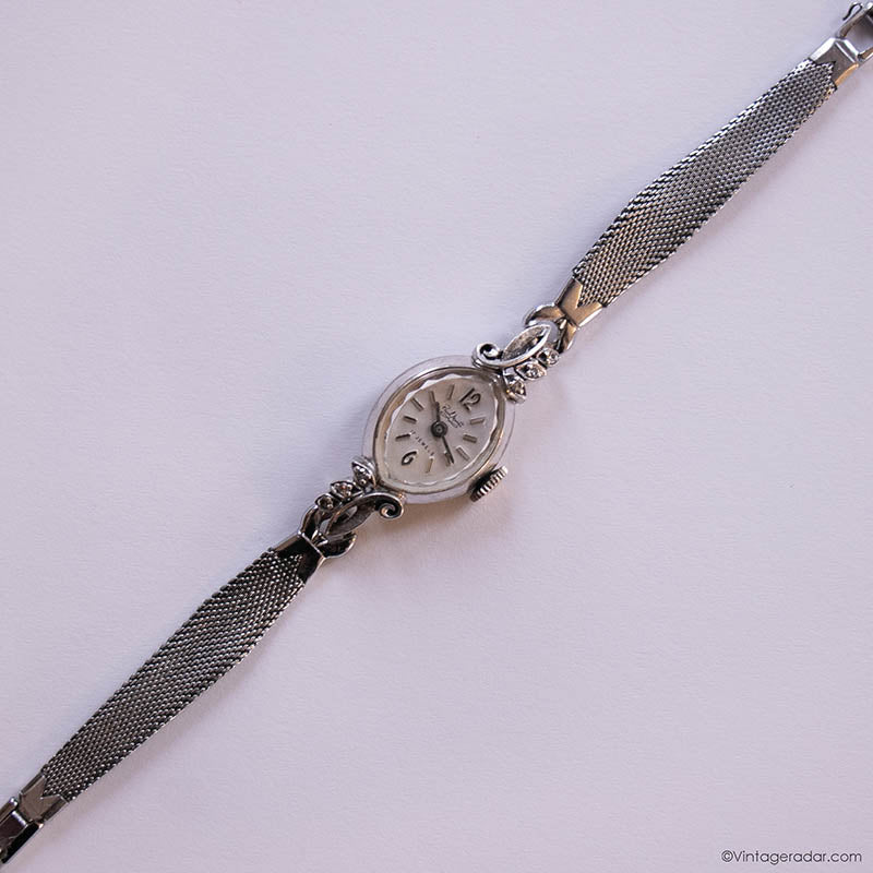 Vintage Silver-tone Paul Monet Watch | Tiny Oval-Dial 17 Jewels Watch ...