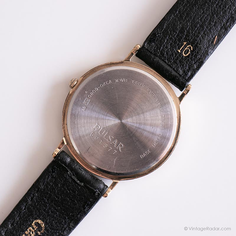 Vintage Black Dial Pulsar Watch | Gold-tone Analog Quartz Watch ...