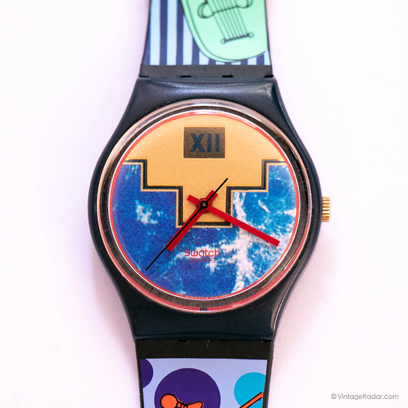 Vintage Swatch GN114 BLUE FLAMINGO Watch | Colorful 90s Swatch Gent ...