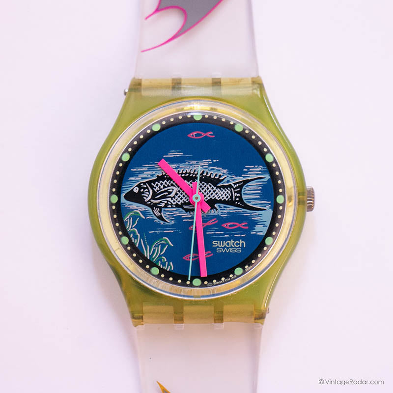 Vintage Frische Fische GG116 Swatch Watch | 1991 Blue Swatch Gent ...