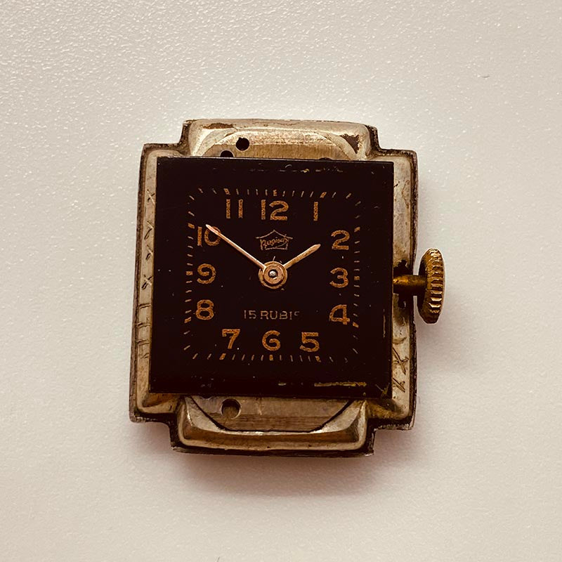1950s Art Deco 15 Rubis German Gold-Plated Watch for Parts & Repair ...