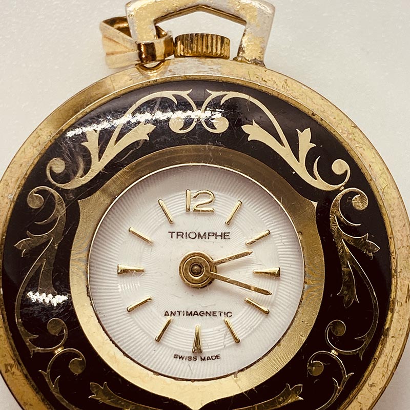 Art Deco Triomphe Floral Swiss Made Pocket Watch for Parts & Repair ...