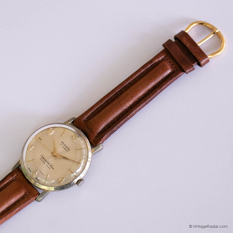 Vintage PUERTA 17 Jewels Ultra Flat Mechanical Men's Watch Swiss Made ...