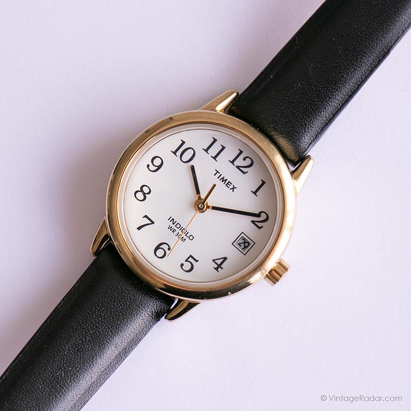 Vintage Timex T2H341 Watch for Women | Black Strap Elegant Date Watch ...