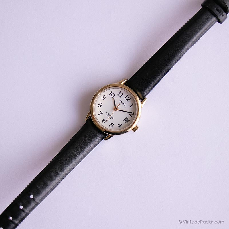 Vintage Timex T2H341 Watch for Women | Black Strap Elegant Date Watch ...