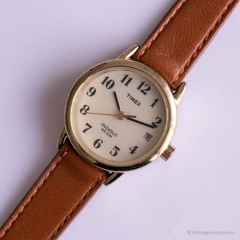 Vintage Cream Dial Timex Indiglo Watch | Casual Date Watch for Ladies ...