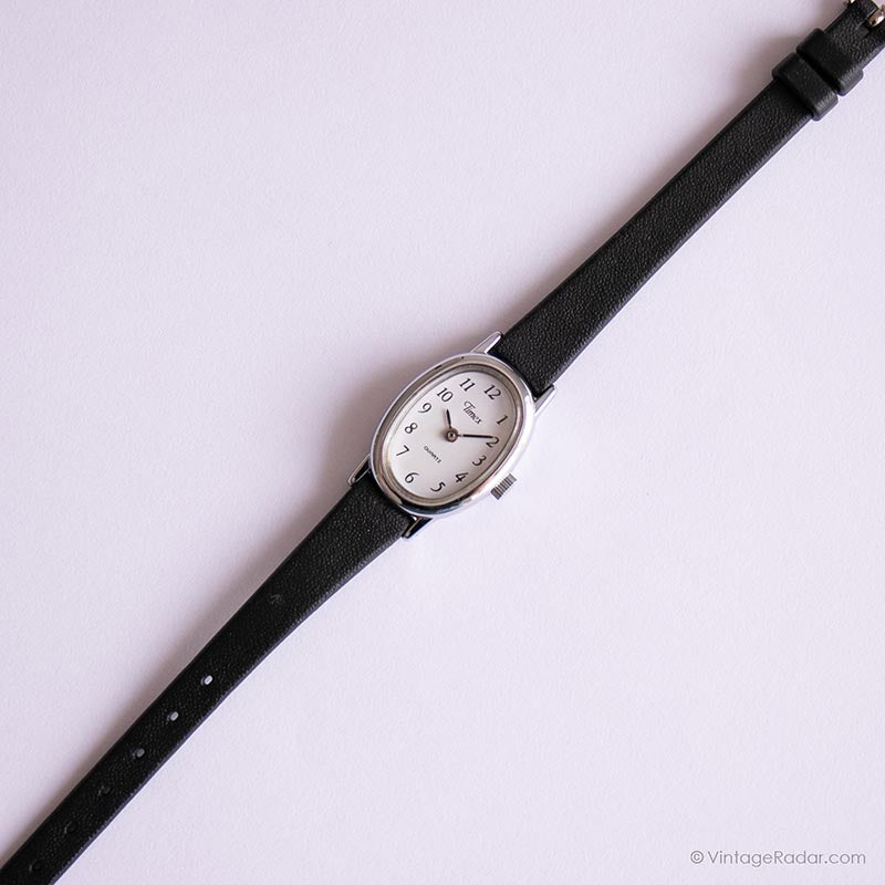 Vintage Oval Timex Quartz Watch | Black and White Dial Watch for Her ...