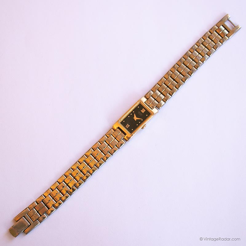 Vintage Rectangular Seiko Watch 2E20-6590 R0 | Black Dial Tank Watch ...