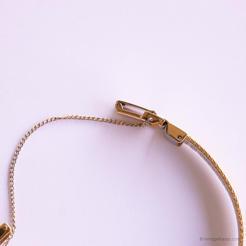 Tiny Gold-tone Pulsar Tank Watch for Ladies | Vintage Black-Dial Watch ...