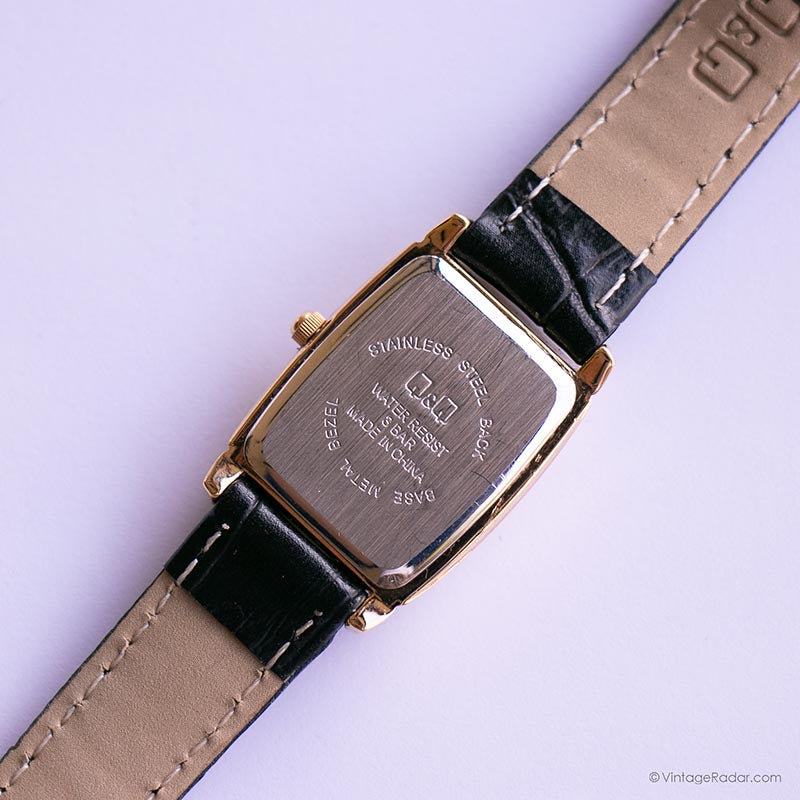 Vintage Rectangular Black-Dial Q&Q by Citizen Quartz Watch for Women ...