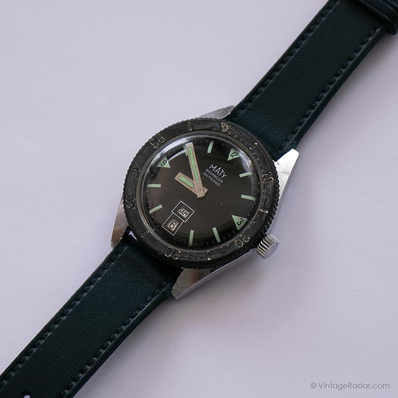 Maty Besancon Mechanical Vintage Watch | Antichoc Men's Diver Watch ...