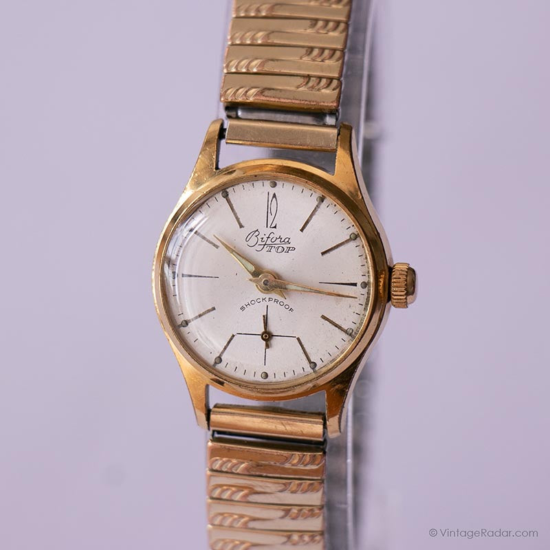 Gold-Tone Vintage Bifora Top Mechanical Watch | RARE German Wristwatch ...