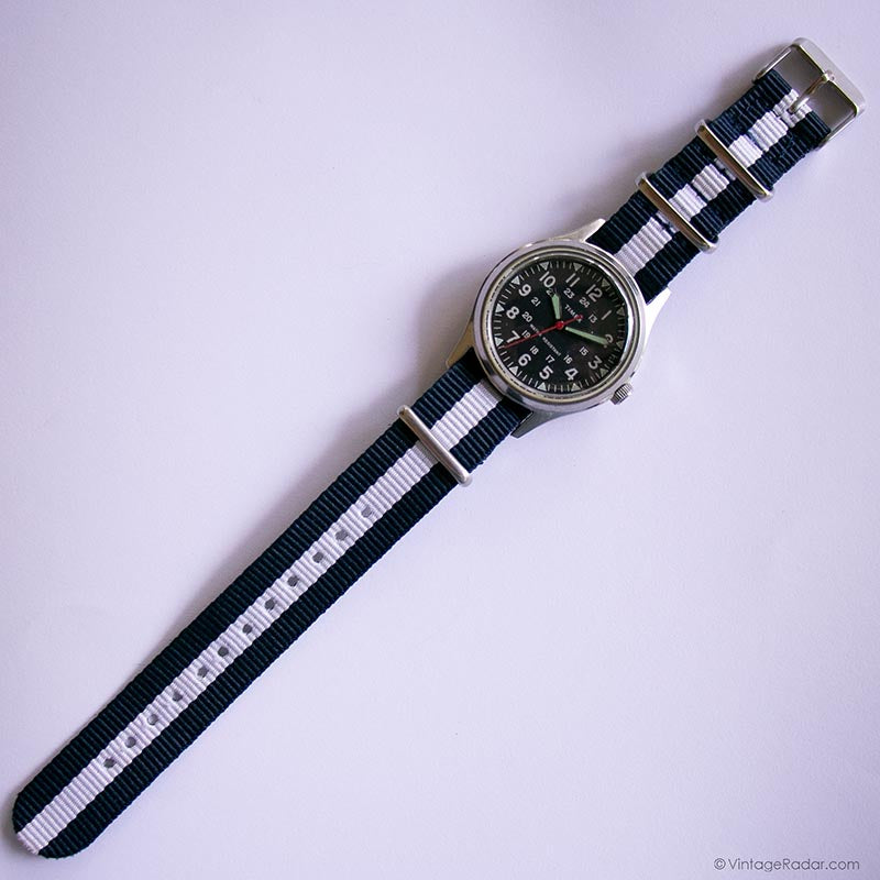 Retro Black-Dial Timex Watch on NATO Strap | Vintage Men's Timex Watch ...