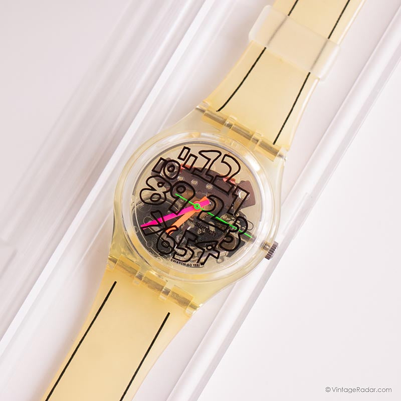 1993 Vintage Swatch GZ124 SCRIBBLE Watch | Collectors Special Swatch ...