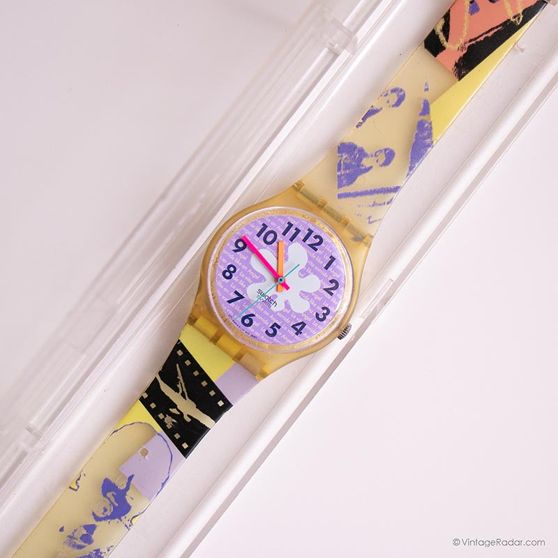Vintage 1991 Swatch GK134 RAVE Watch | 90s Purple Flower Swatch Watch ...