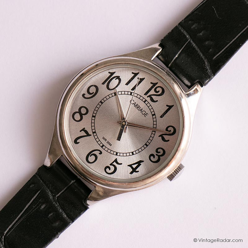 Retro Silver-tone Carriage Watch with Large Numerals | Carriage Timex ...