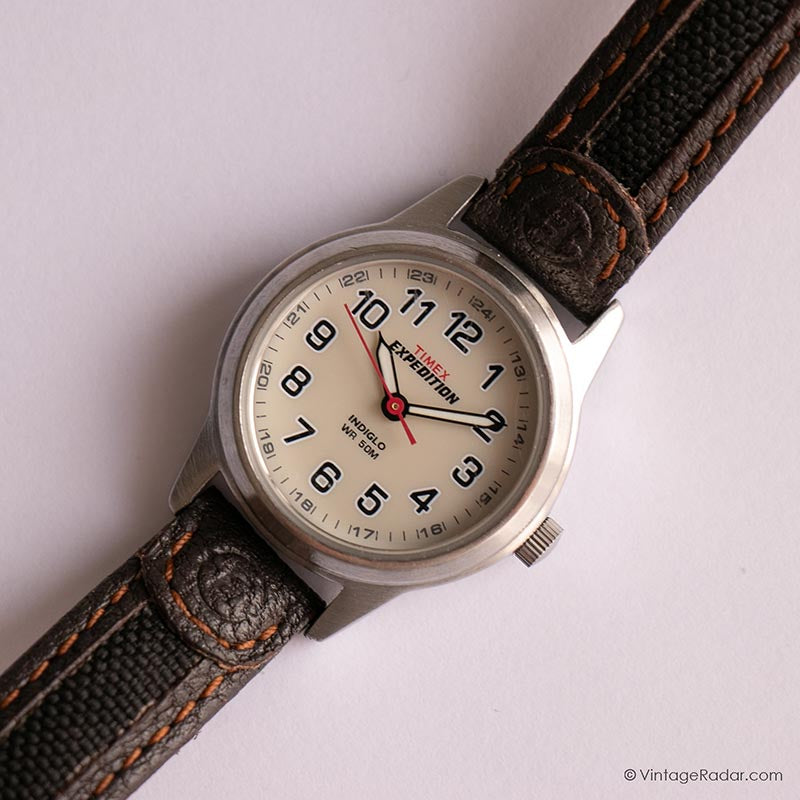 Vintage Timex Expedition Indiglo Watch with Brown Leather Strap ...