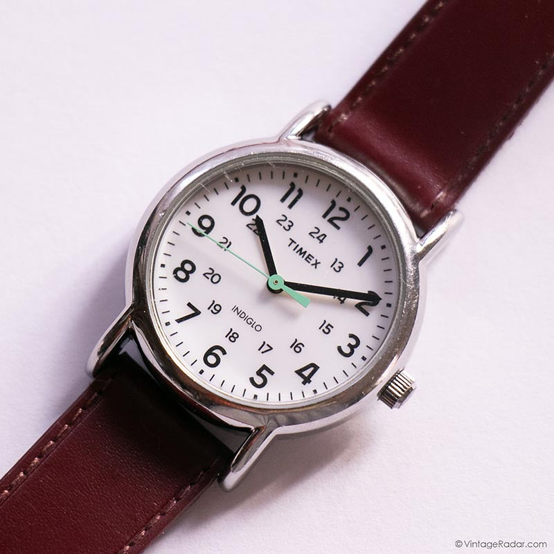 Vintage 31mm Timex Indiglo Weekender Watch with Green Seconds Hand ...
