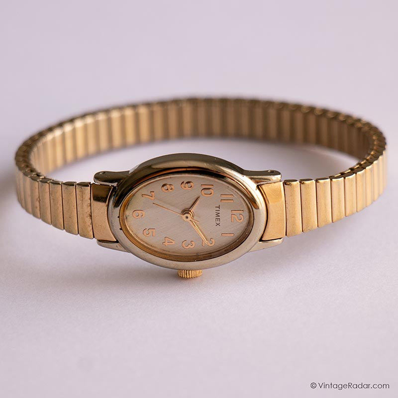 Vintage Gold-tone Oval Timex Watch for Women with Gold-tone Bracelet ...