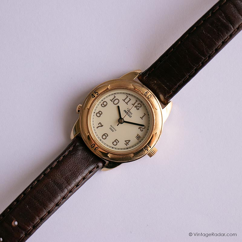 Gold-tone Timex Indiglo Quartz Watch for Women | 90s Timex Date Watch ...