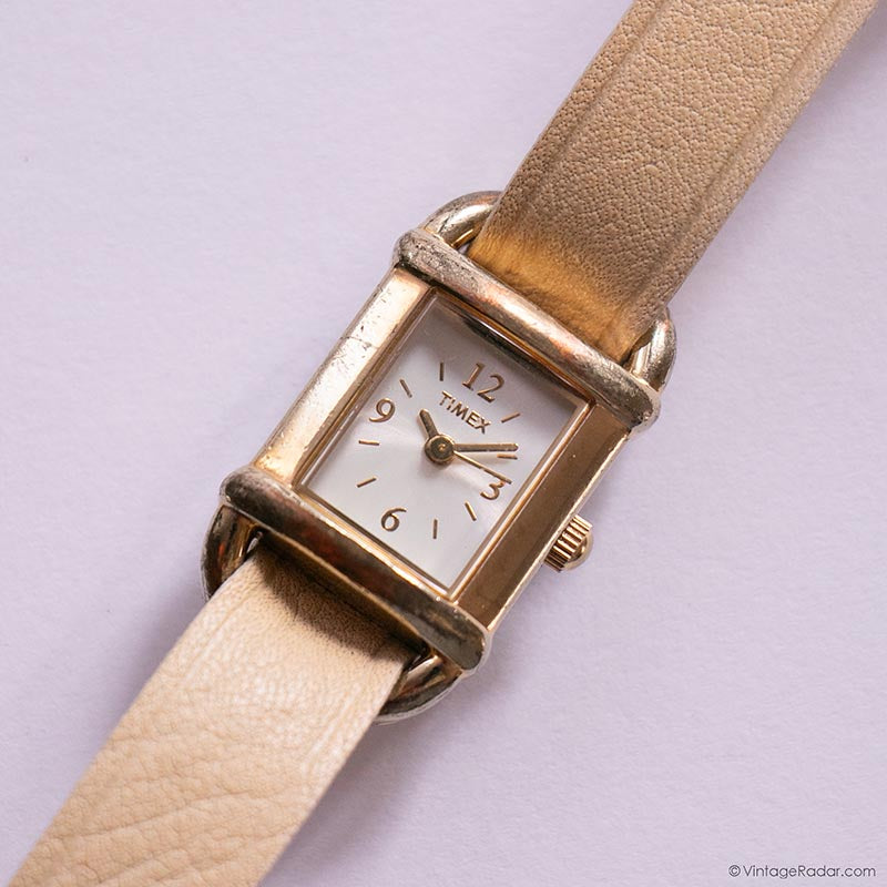 Vintage Rectangular Timex Watch for Women | Dainty Gold-tone Watch ...