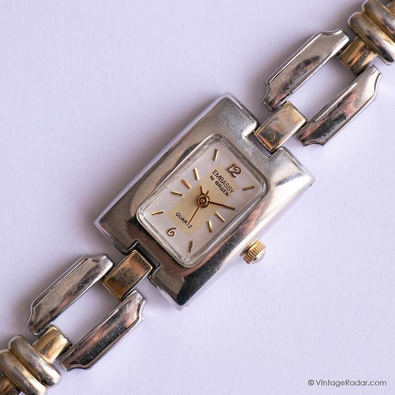 Vintage Rectangular Embassy by Gruen Quartz Watch for Women – Vintage Radar