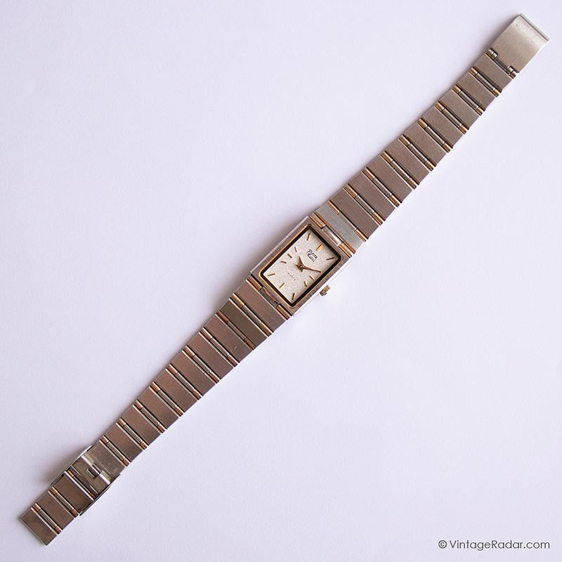 Vintage Rectangular Pierre Rucci Watch for Her | Two-tone Dress Watch ...