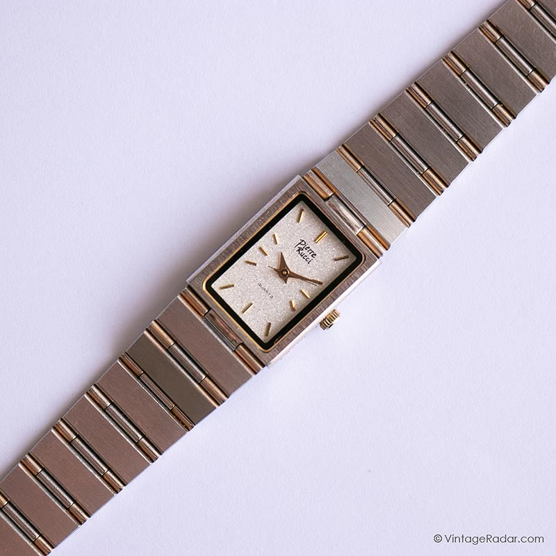 Vintage Rectangular Pierre Rucci Watch for Her | Two-tone Dress Watch ...