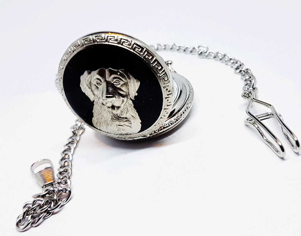 Vintage Silver-tone Pocket Watch with Dog Engraving on the Case ...