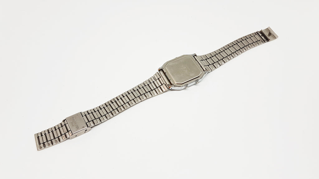 Silver-tone Casio Quartz Watch | Double Digital and Analog Display ...