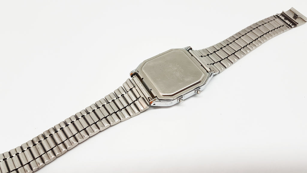 Silver-tone Casio Quartz Watch | Double Digital and Analog Display ...