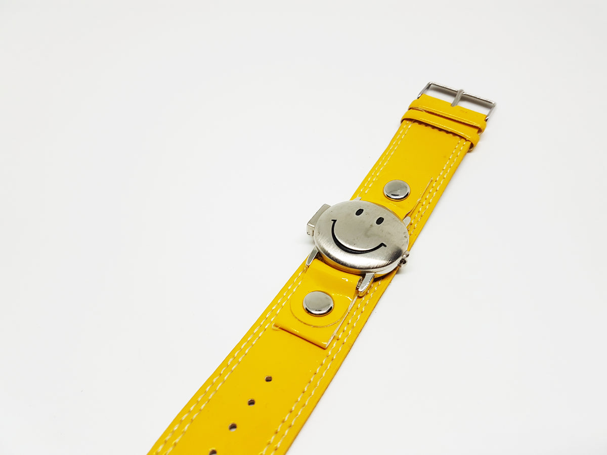 Yellow Smiley Face Watch for Women or Men | Silver-tone Quartz Watch ...