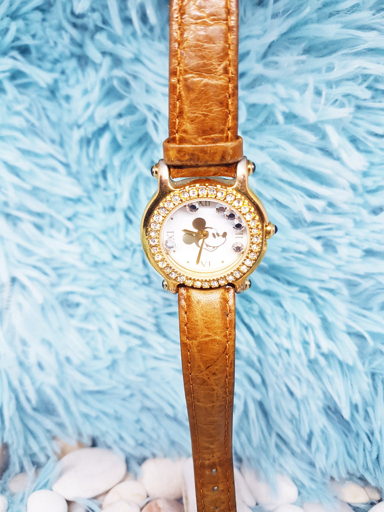 Luxury Vintage Mickey Mouse Watch | Gold-Tone Disney Quartz Watch ...