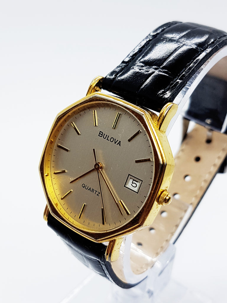 Gold-Tone Geometric Bulova Vintage Watch | Bulova Quartz Watch ...