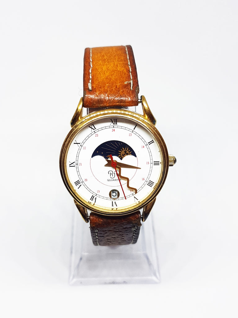 RJW Moon Phase Quartz Watch | Elegant Gold-tone Vintage Watch – Vintage ...